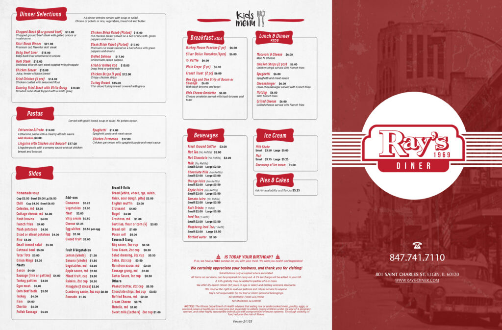 Menu – Ray's Diner