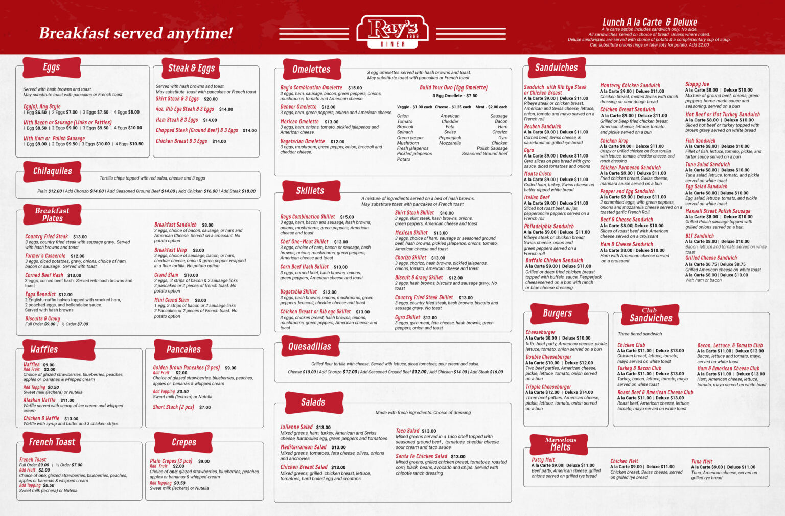 Menu – Ray's Diner